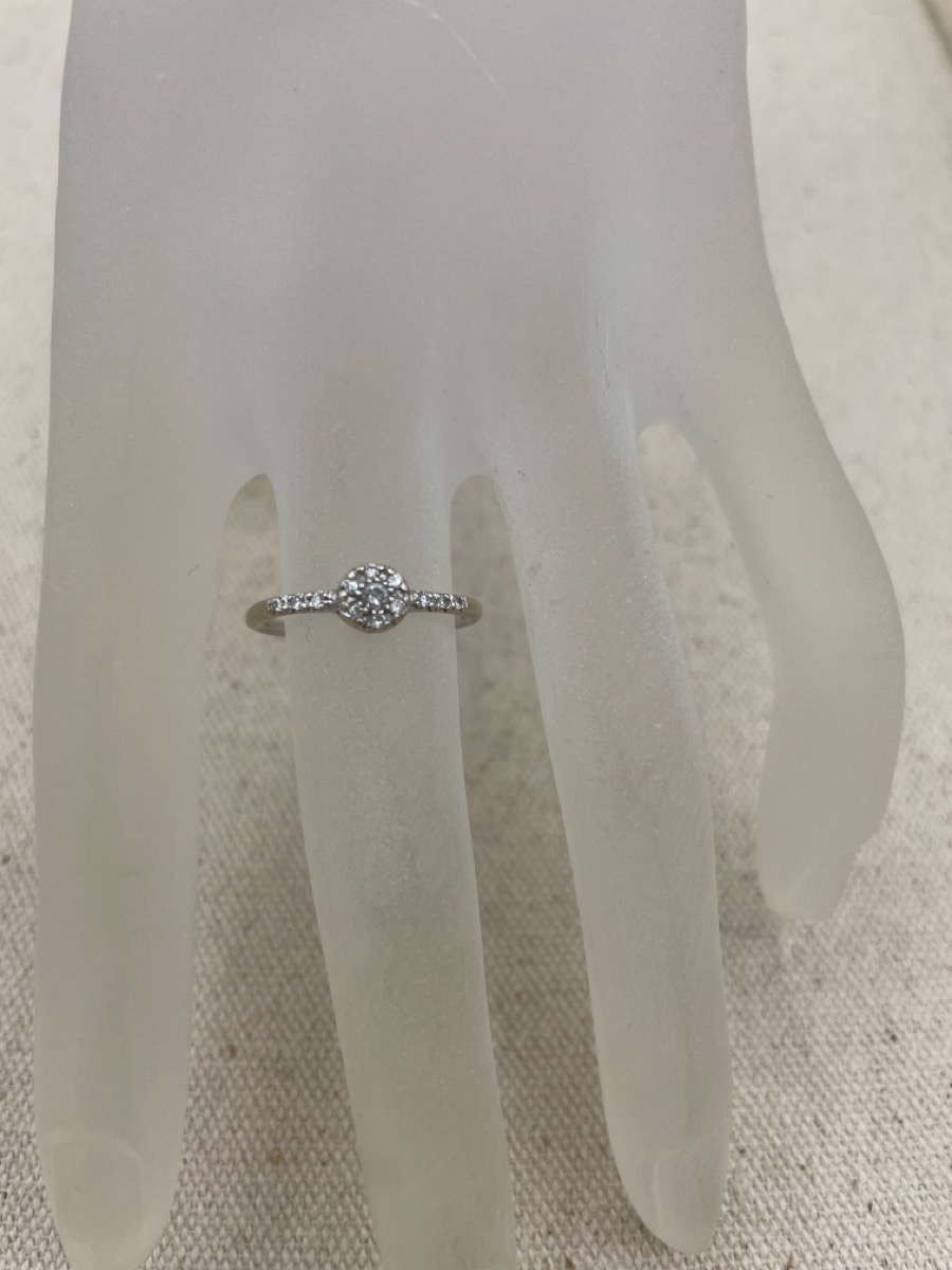 Lady's Diamond Cluster Ring 13 Diamonds .13 Carat T.W. 14K White Gold 1 ...