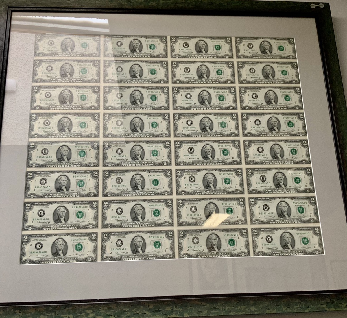 UNITED STATES TWO DOLLAR NOTE SHEET Like New | Granters Pawn Shop ...