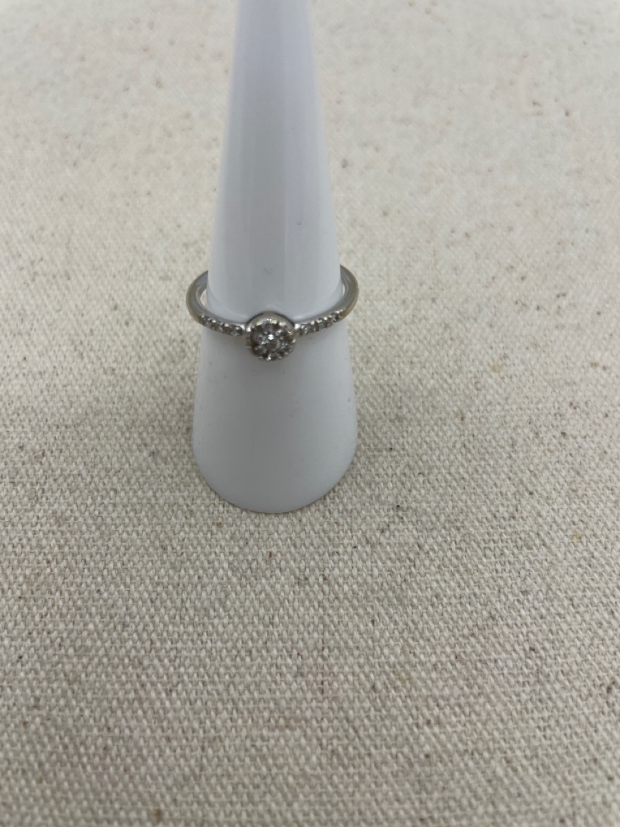 Lady's Diamond Cluster Ring 13 Diamonds .13 Carat T.W. 14K White Gold 1 ...