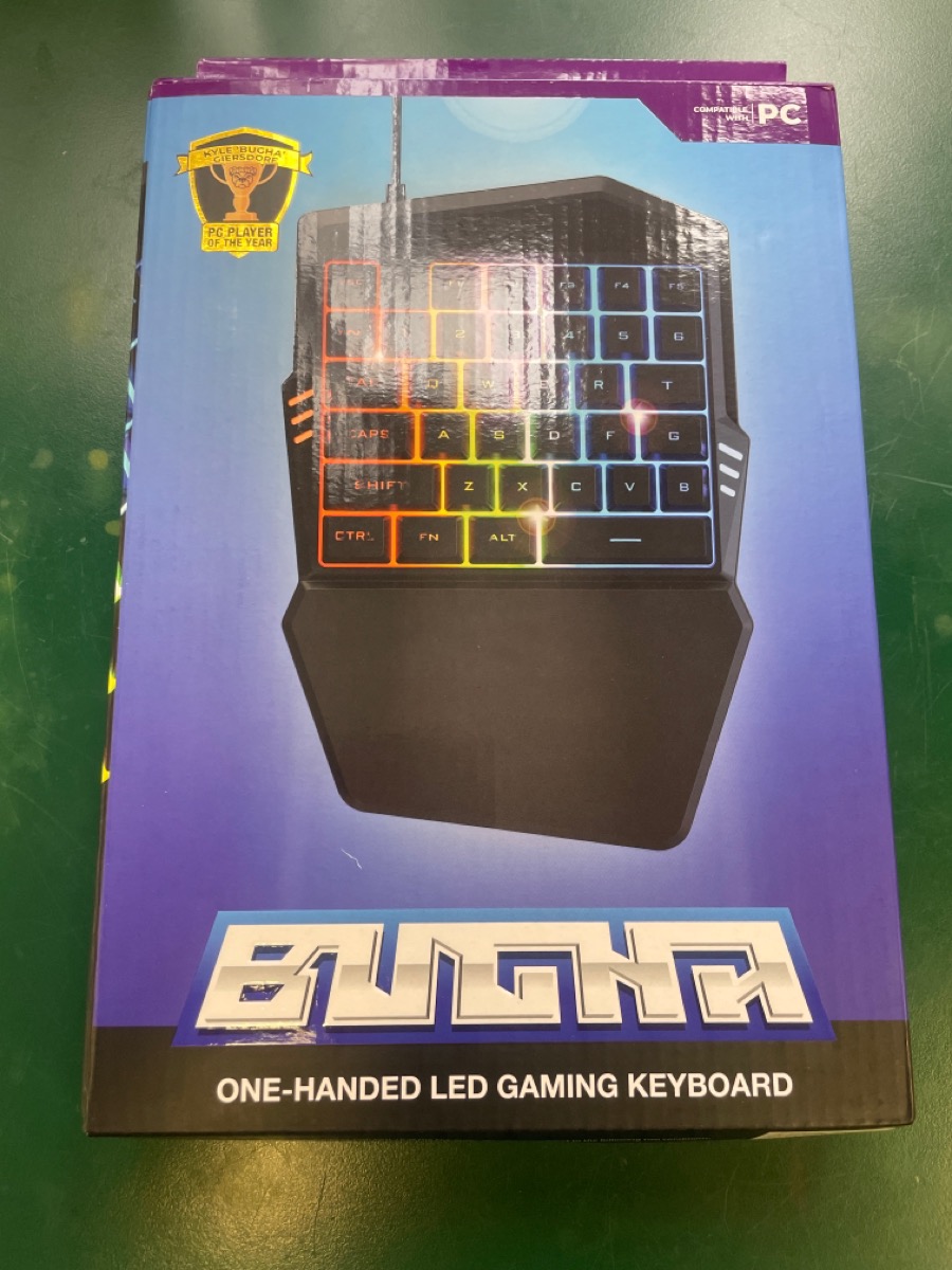 BUGHA ONE-HANDED LED GAMING KEYBOARD FOR PC 3 LED LIGHT MODES Brand New ...