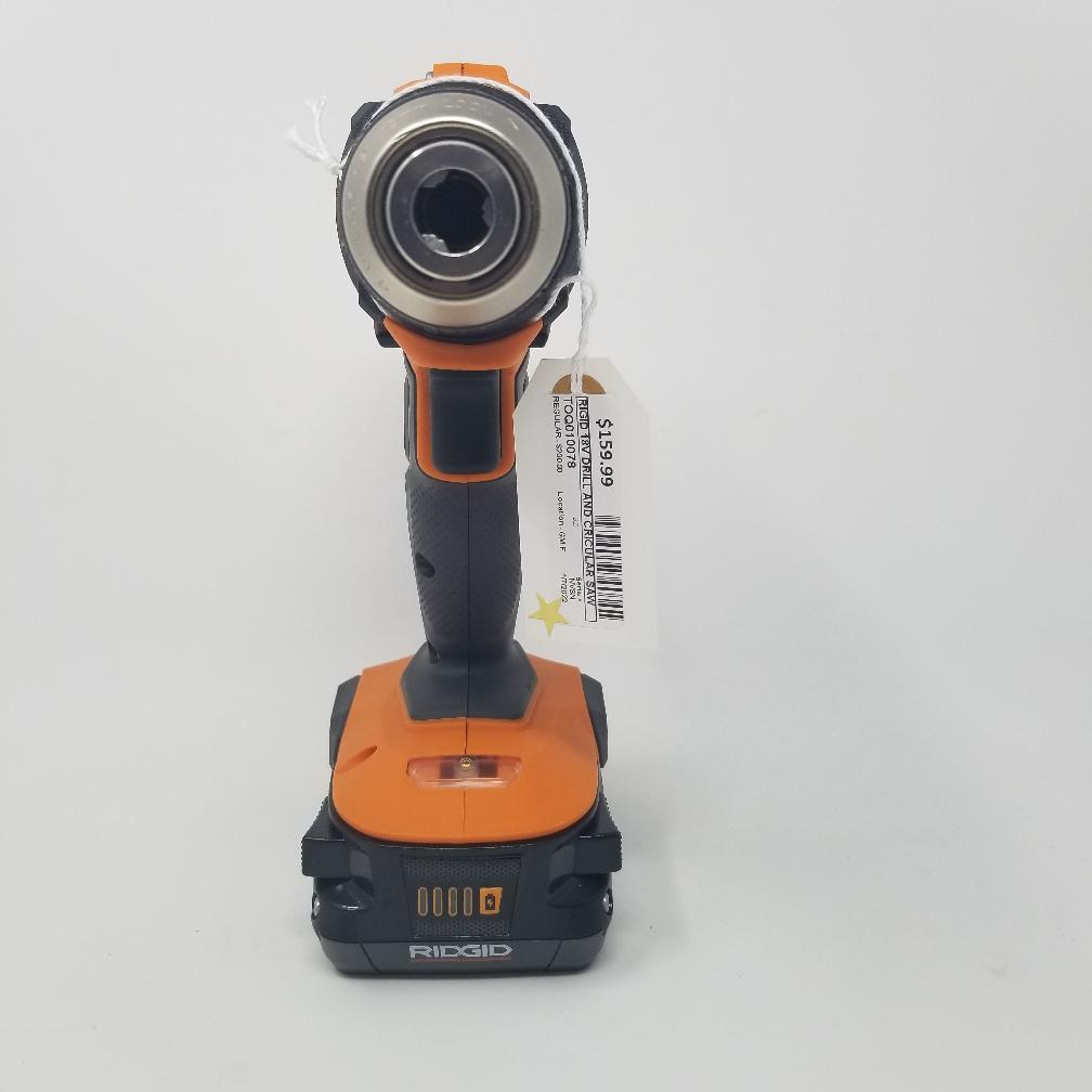 RIDGID TOOLS R86001/R8655 18V DRILL AND CIRCULAR SAW WITH 2 BATTERIES ...