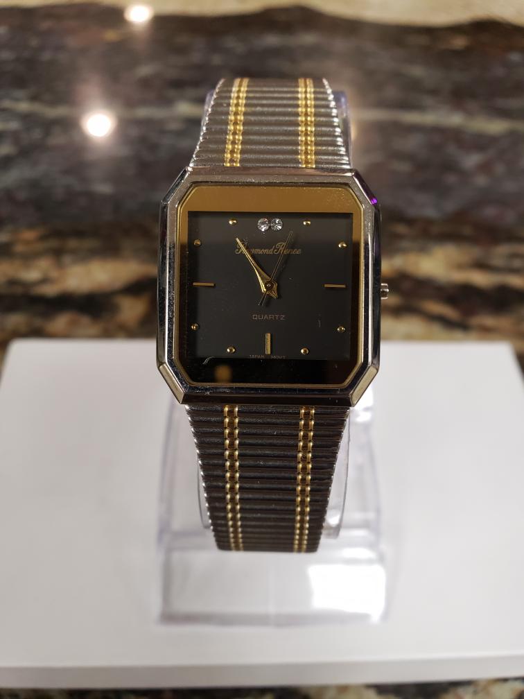 RAYMOND RENEE UNISEX DRESS WATCH 18K GOLD PLATE DIAMOND DRESS FOR PARTS ...