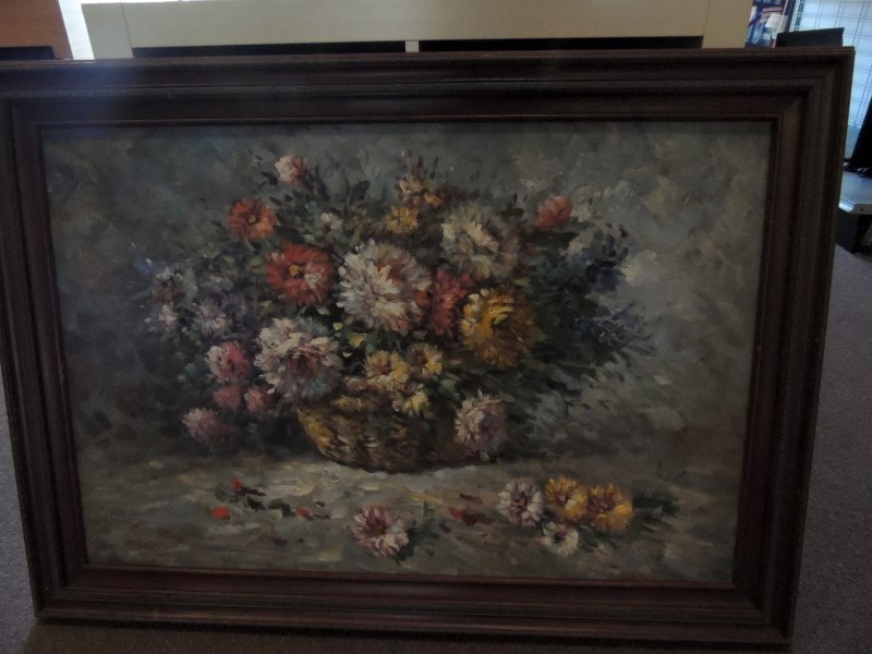 Rossini Oil Canvas Floral Flowers Artist Signed 42 x 30" Original ...
