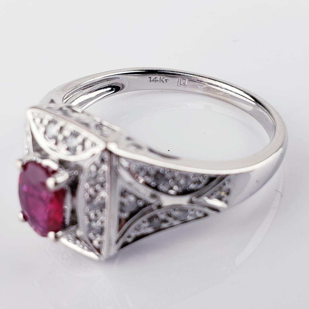 ! Lady's Ruby & Diamond Ring 15 Diamonds .15 Carat T.W. 14K White Gold ...