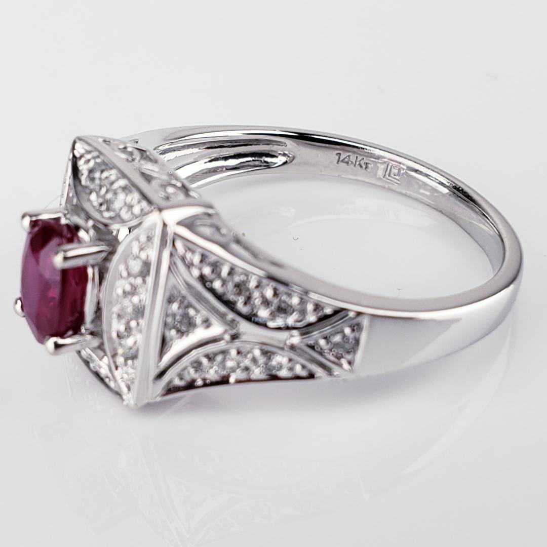 ! Lady's Ruby & Diamond Ring 15 Diamonds .15 Carat T.W. 14K White Gold ...