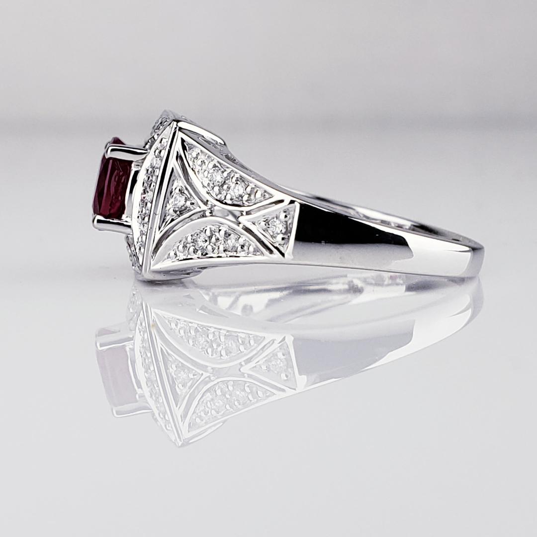 ! Lady's Ruby & Diamond Ring 15 Diamonds .15 Carat T.W. 14K White Gold ...