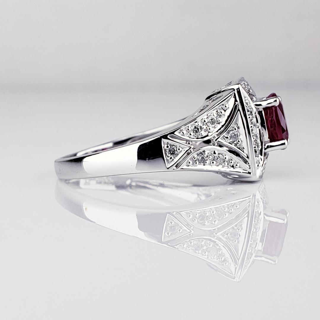 ! Lady's Ruby & Diamond Ring 15 Diamonds .15 Carat T.W. 14K White Gold ...