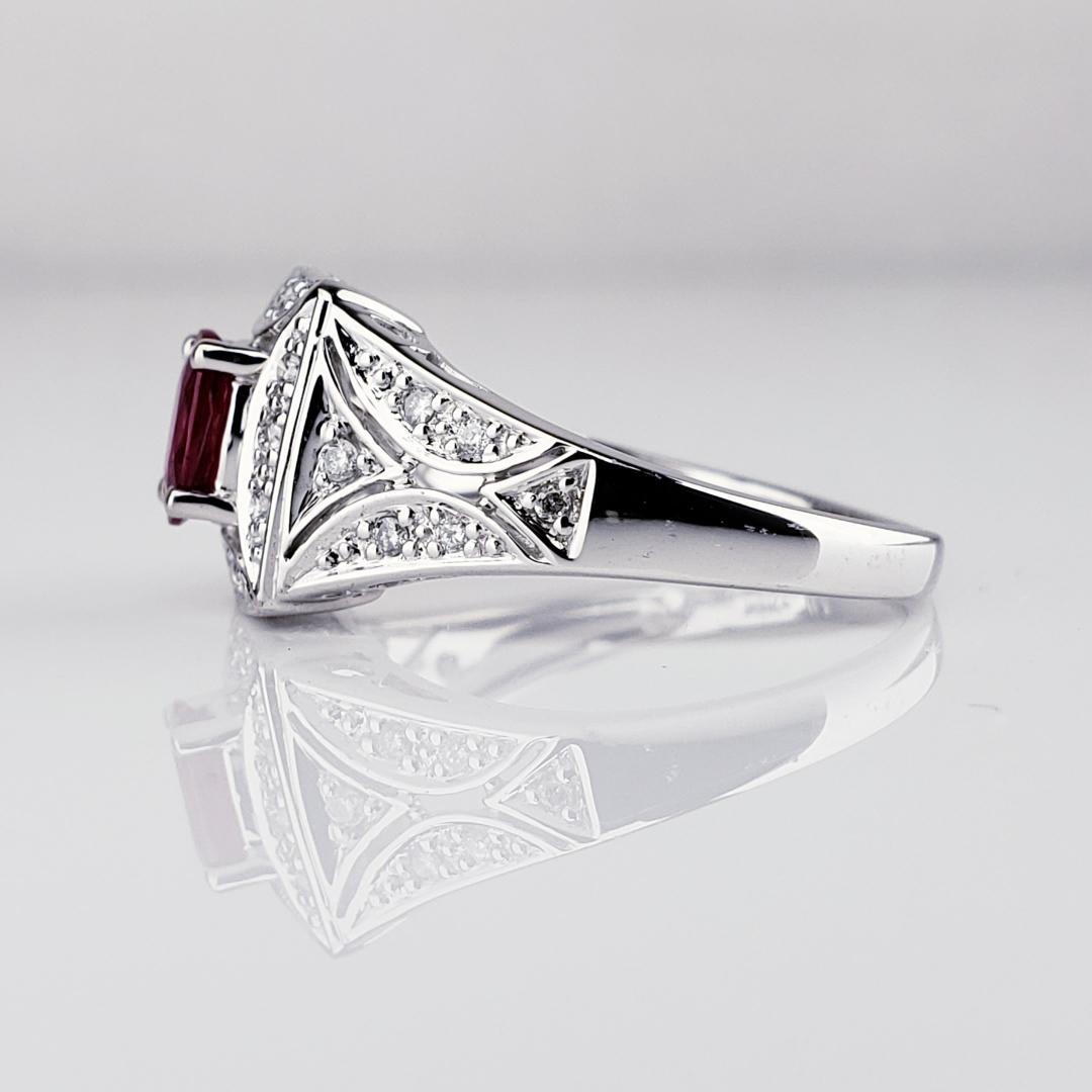 ! Lady's Ruby & Diamond Ring 15 Diamonds .15 Carat T.W. 14K White Gold ...