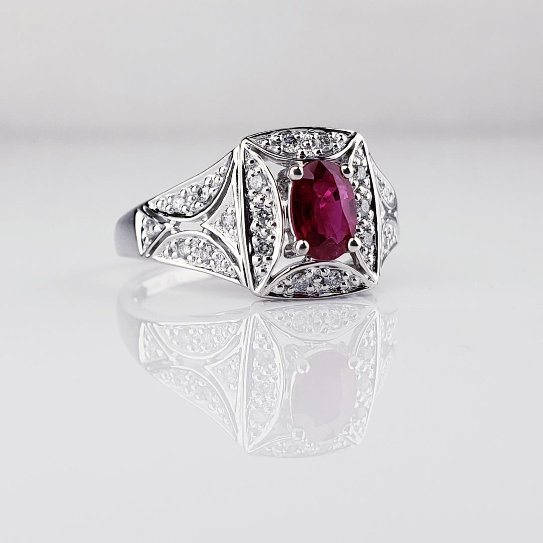 ! Lady's Ruby & Diamond Ring 15 Diamonds .15 Carat T.W. 14K White Gold ...
