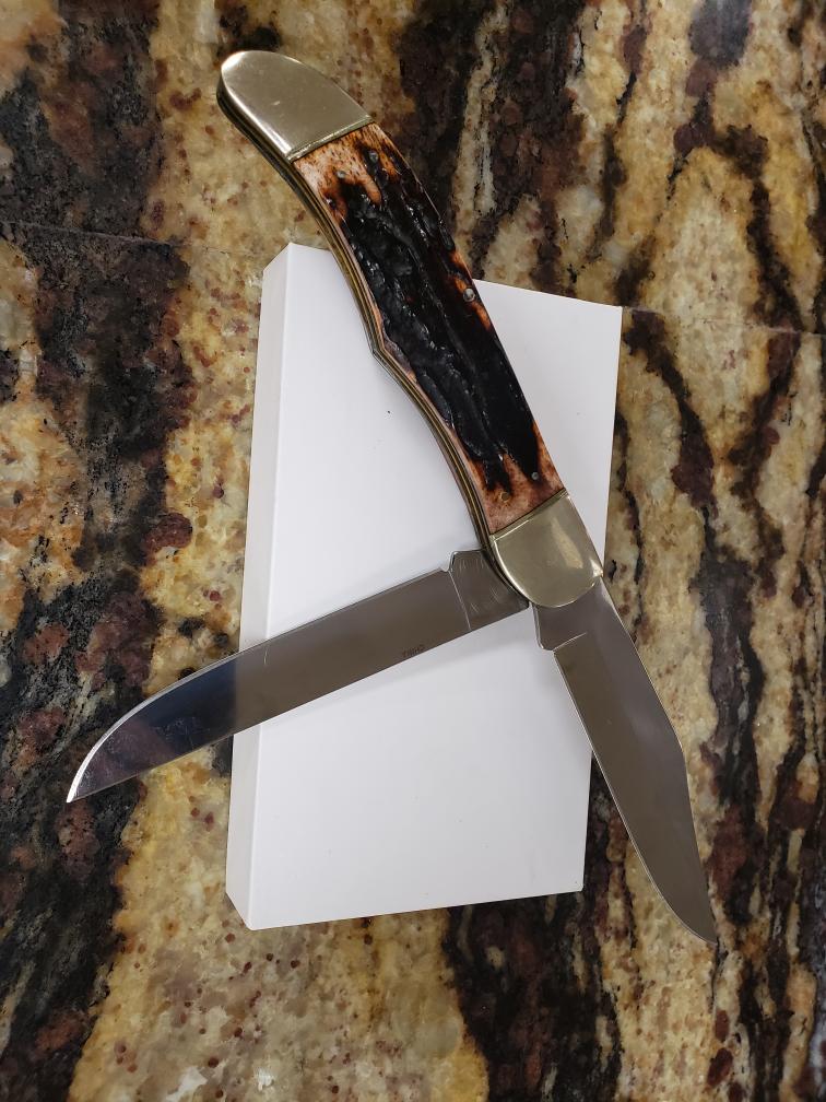 MARBLES STAG BONE JUMBO TRAPPER 2 BLADE FOLDING POCKET KNIFE Like New ...
