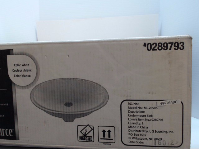 AQUA SOURCE WHITE UNDERMOUNT SINK 0289793 Like New | Buya