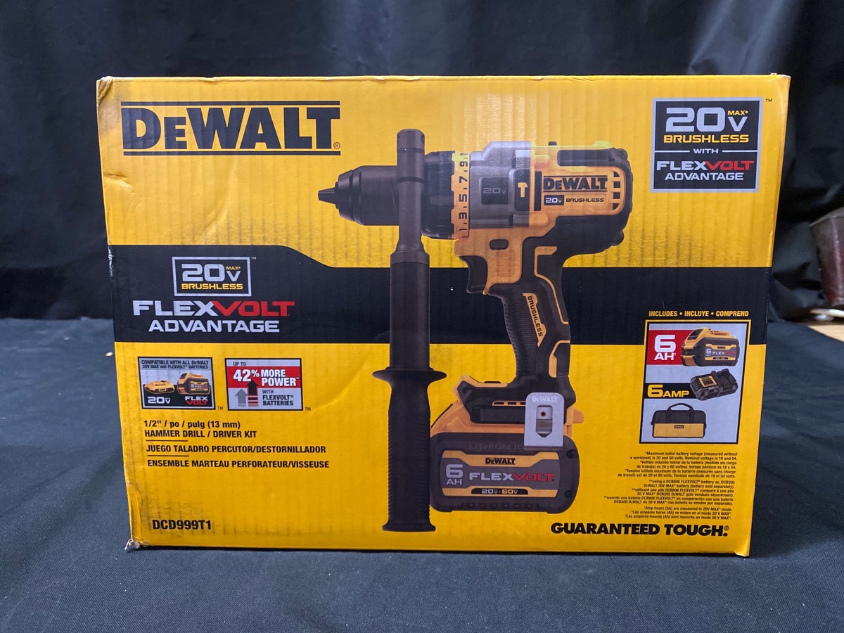 DEWALT DCD999T1 20V FlexVolt Advantage 1/2" Hammer Drill/Driver Kit ...