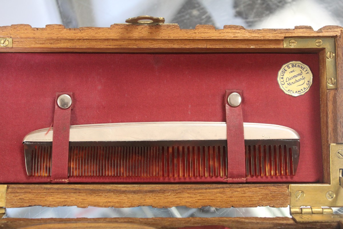 ANTIQUE GORHAM STERLING SILVER (925) MODEL SILVER BRUSH SET WITH ...