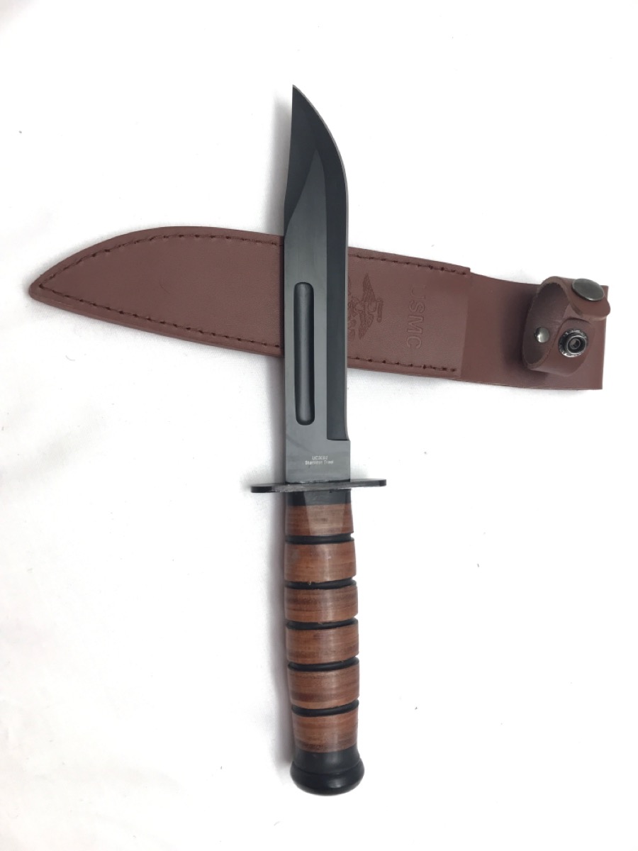 United Cutlery uc3092 USMC Combat Fighting Knife w/ Brown Leather ...