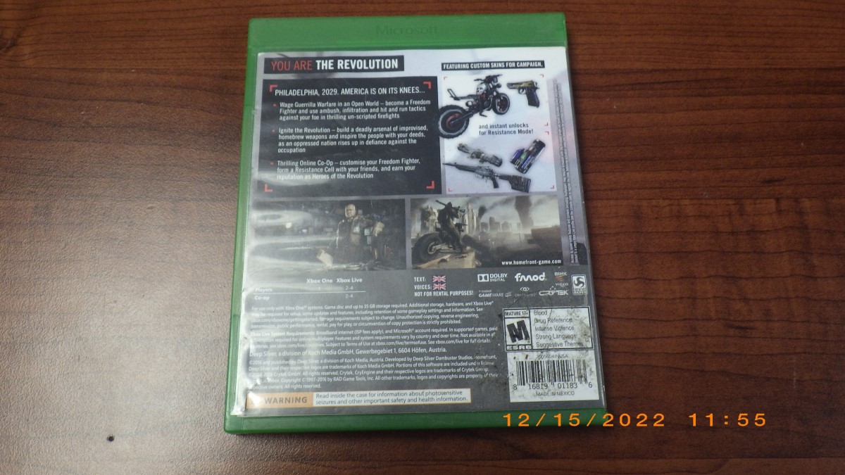 HOMEFRONT THE REVOLUTION, XBOX GAME, COMES WITH ORIGINAL CASE, RATED M ...