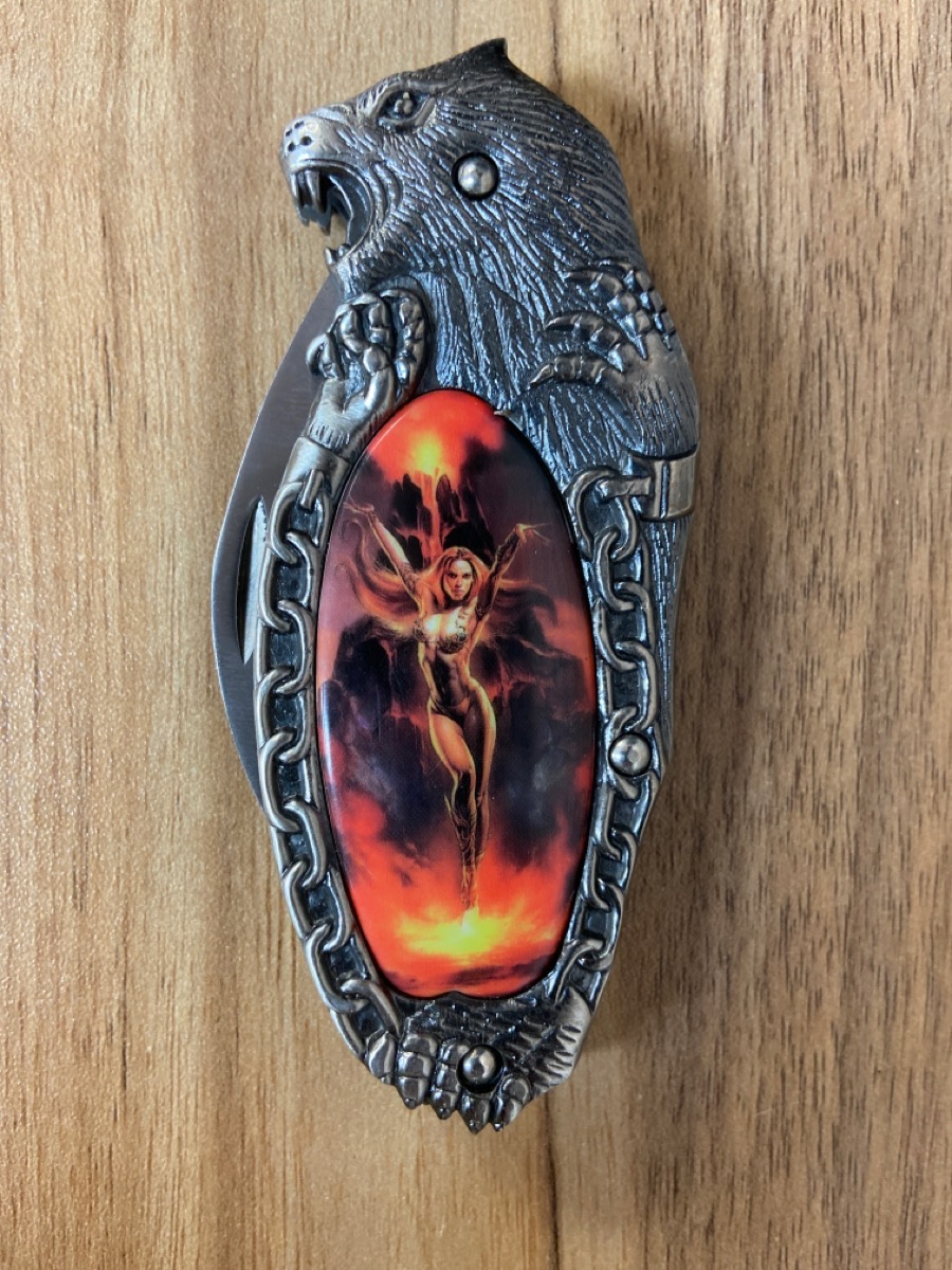 BORIS VALLEJO KNIFE, METAL CASE "MISTRESS OF THE VOLCANO" KNIGHTSTONE ...