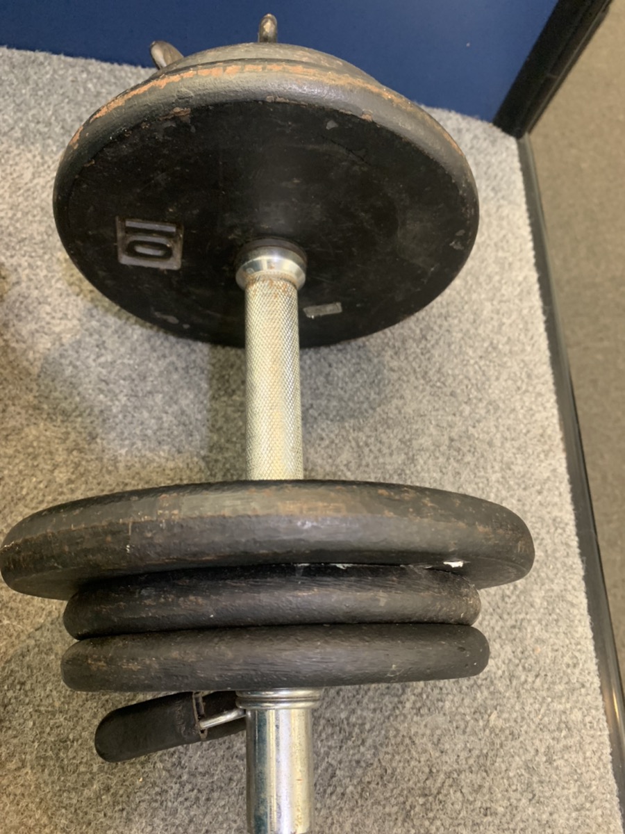 TWO CAP ARM CURL BARS WITH WEIGHTS(FOUR 10LBS & SIX 5LBS) Good | Buya