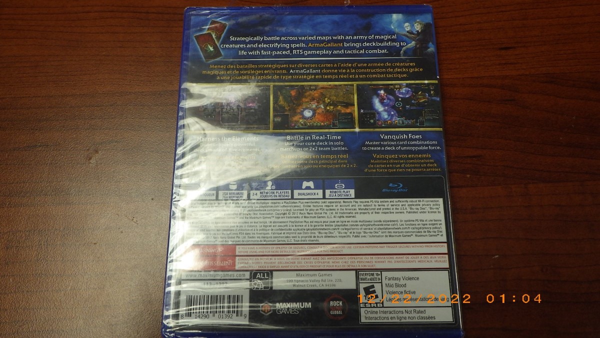 ARMA GALLANT: DECKS OF DESTINY, PS4 GAME, FACTORY SEALED, RATED E FOR ...