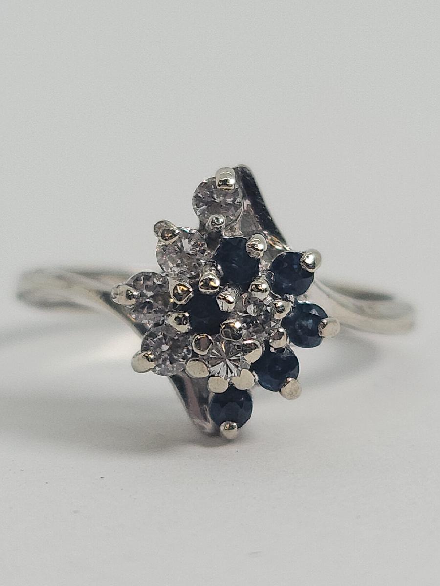 Women's Sapphire & Diamond Fashion Cluster Ring .12 CTW 14KT (IE) Pre ...