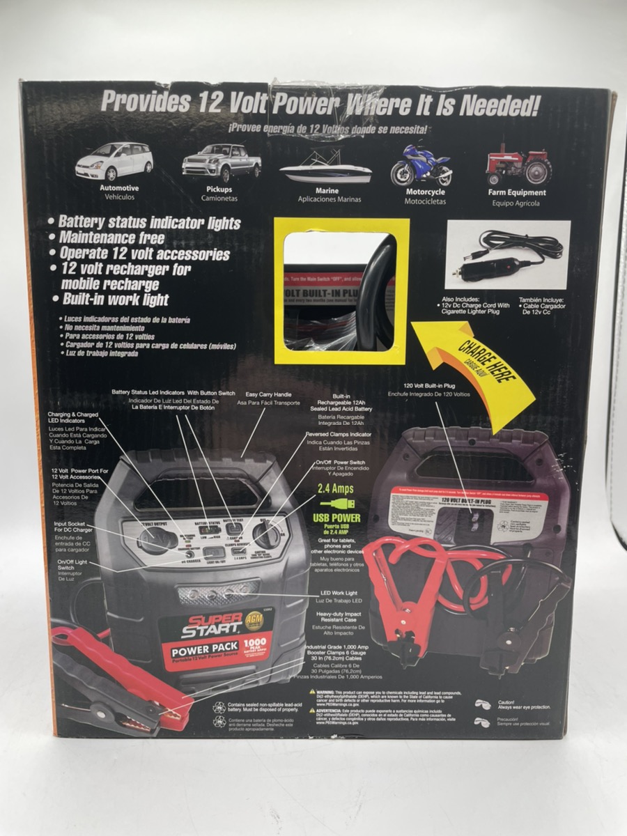 New Super Start 55002 Power Pack Portable 12V Power Source JUMP STARTER ...