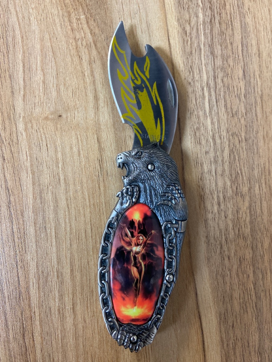 BORIS VALLEJO KNIFE, METAL CASE "MISTRESS OF THE VOLCANO" KNIGHTSTONE ...