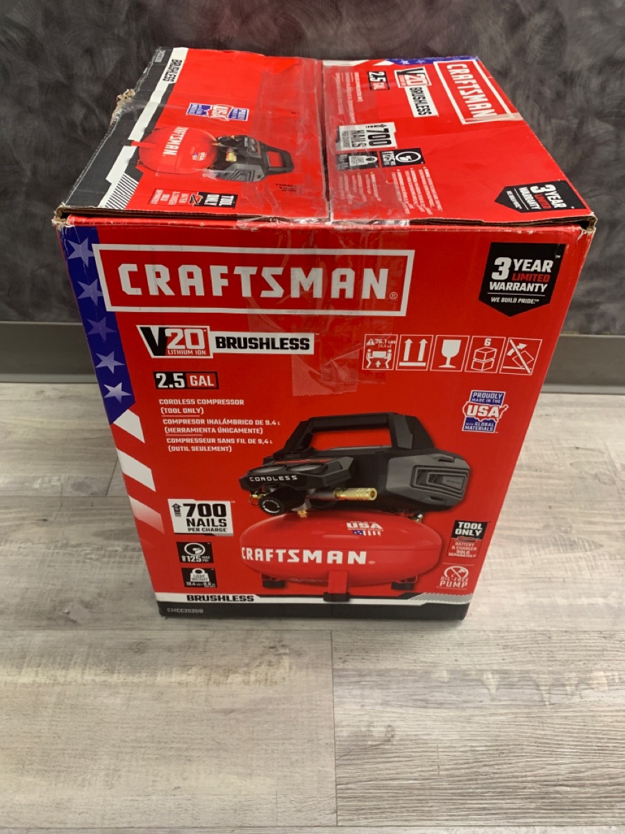 CRAFTSMAN 2.5 GALLON 20V BRUSHLESS AIR COMPRESSOR Like New | Buya