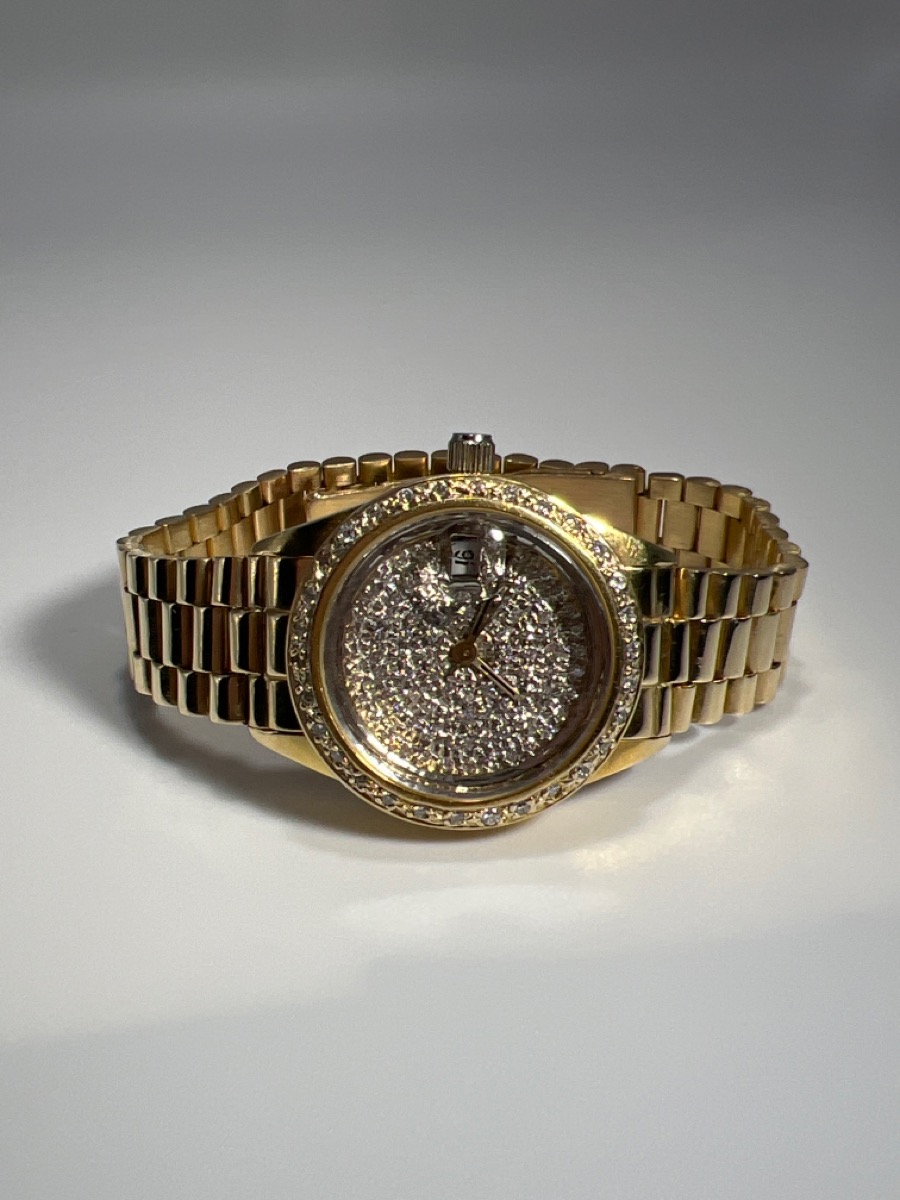 DIAMOND FACE WATCH BRACELET 14K YG 57.3 Grams Gold Bracelet 14K Yellow ...