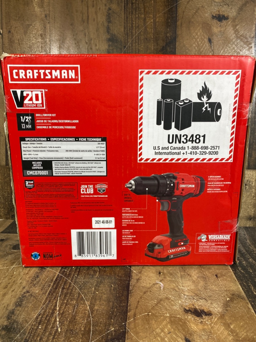 Craftsman V20 1/2" Cordless Drill/Driver Kit - CMCD700C1 Brand New | Buya