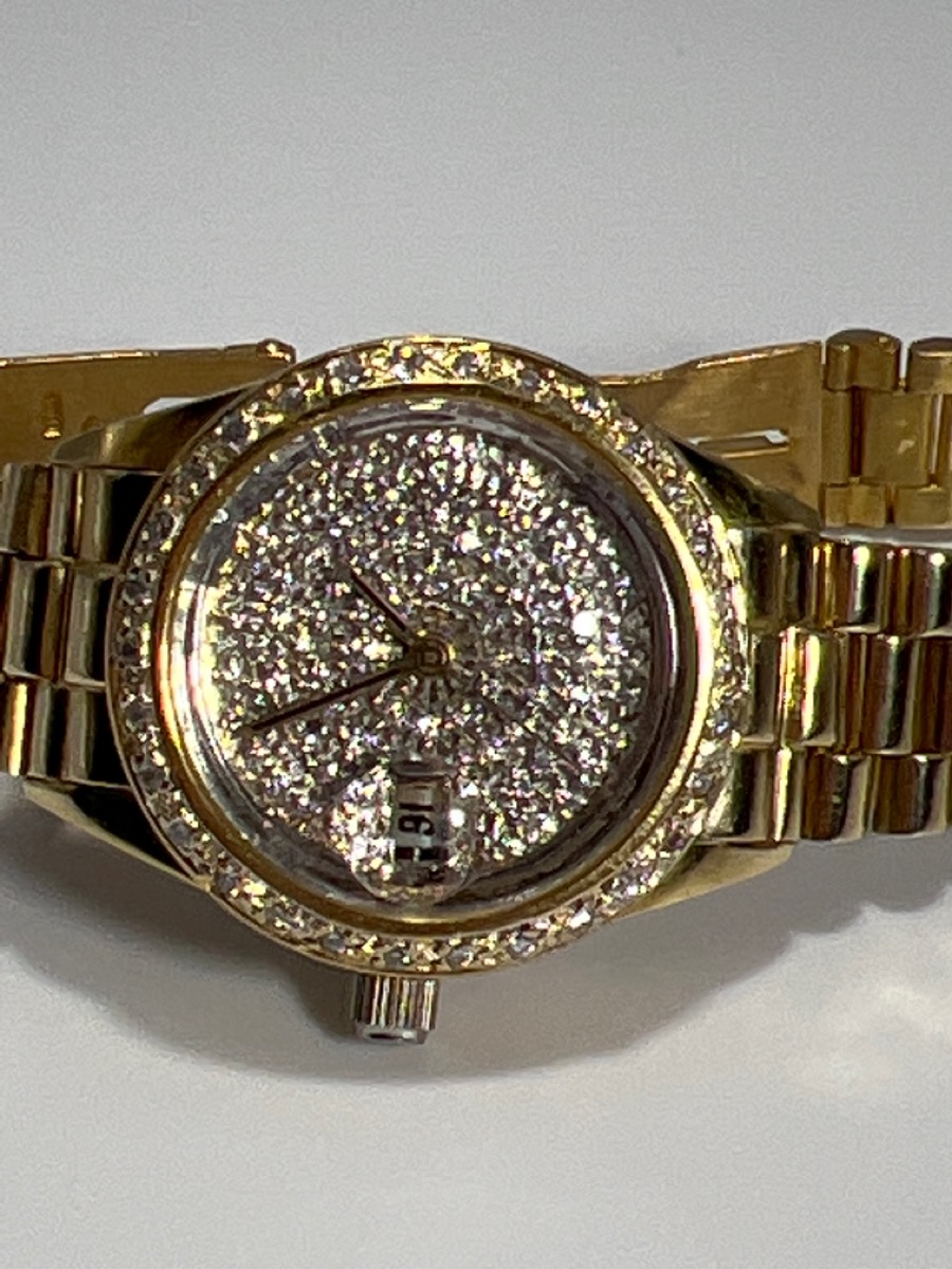 DIAMOND FACE WATCH BRACELET 14K YG 57.3 Grams Gold Bracelet 14K Yellow ...