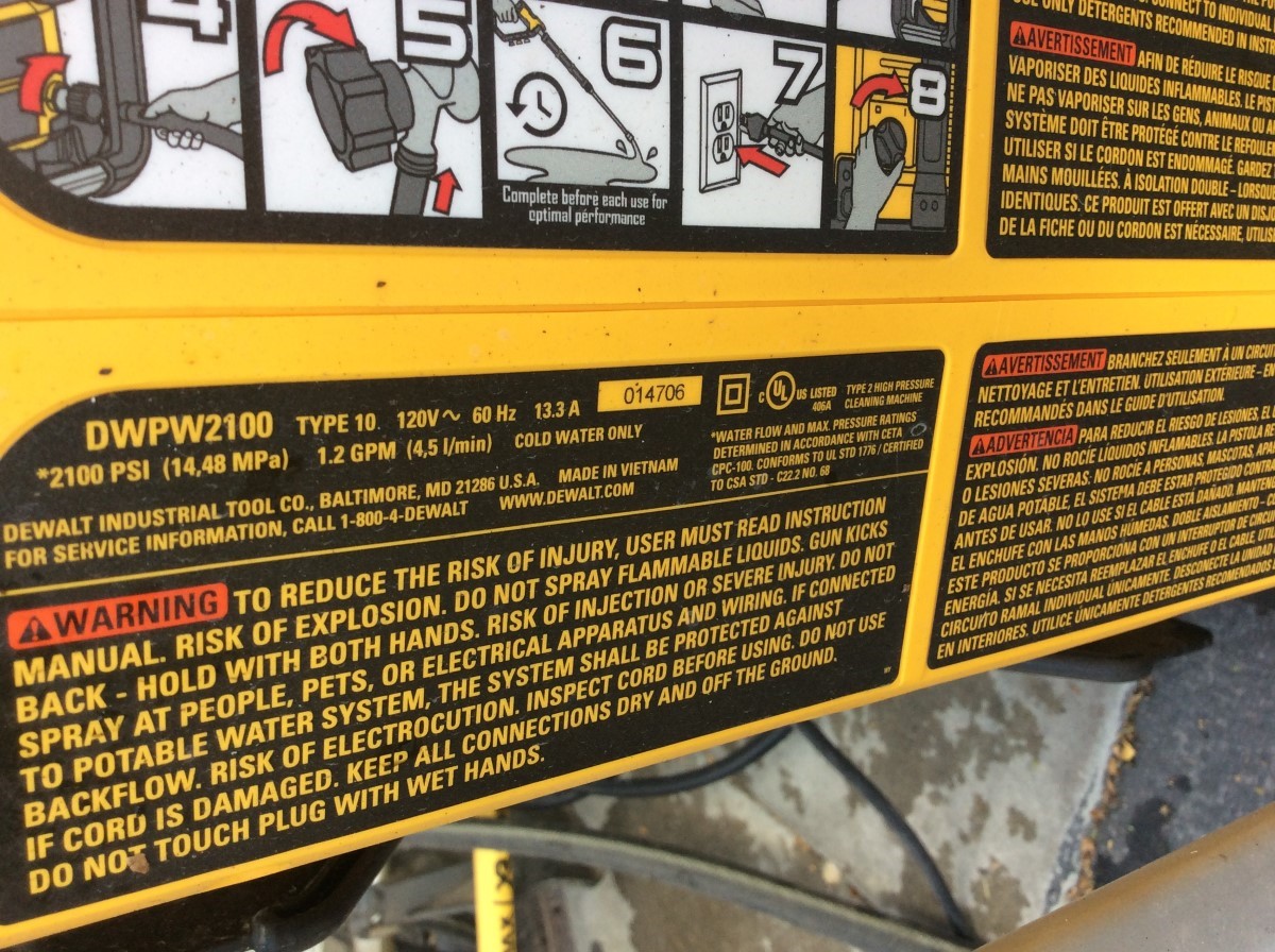 DEWALT DWPW2100 2100PSI ELECTRIC PRESSURE WASHER Good | Buya