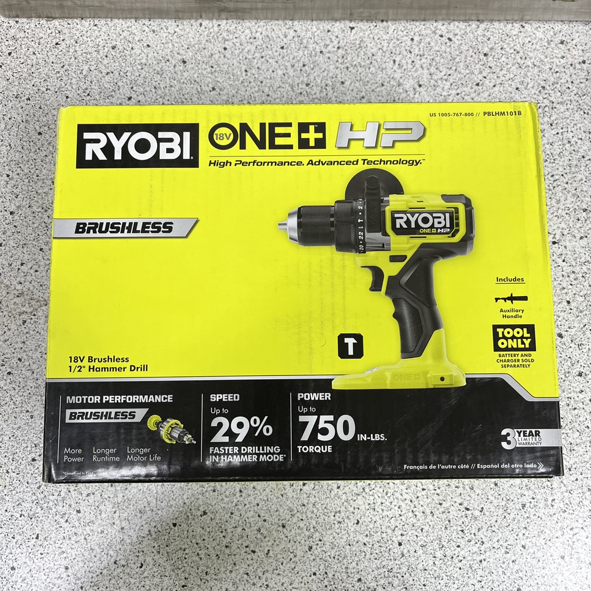 Ryobi One+ HP PBLHM101B 18V 1/2" Brushless Hammer Drill (Bare Tool ...