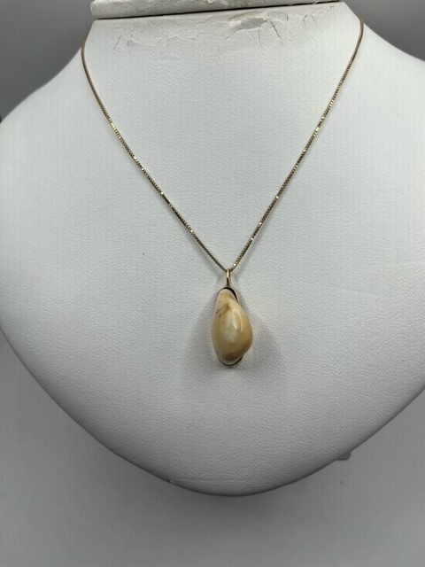 20" 14K Yellow Gold 3.6DWT Box Chain W/ Elk Ivory Pendant Pre-owned ...