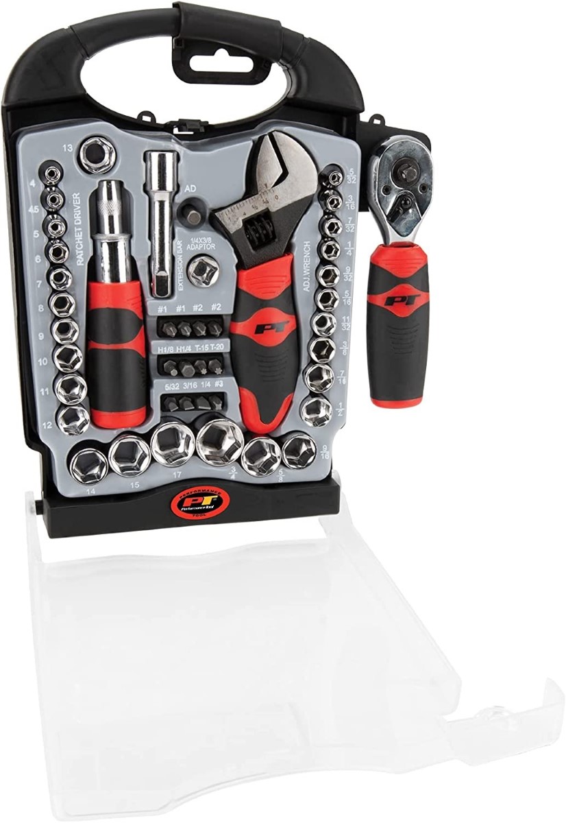 New Performance Tool W39000 (v3) 45-Pcs SAE Metric Stubby Set 1/4 & 3/8 ...