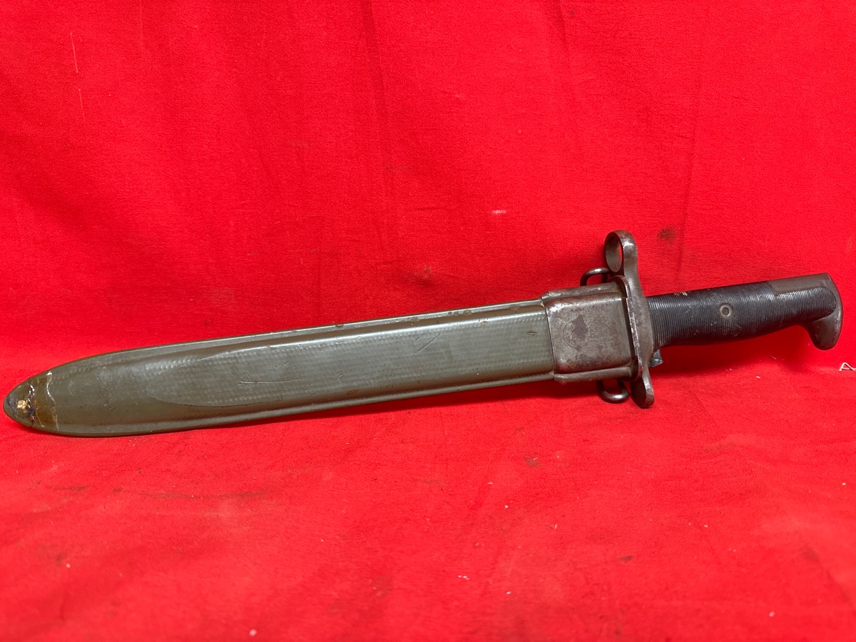 Original WWII US M1 Garand Bayonet AFH 10" Blade w/Scabbard Good | Buya