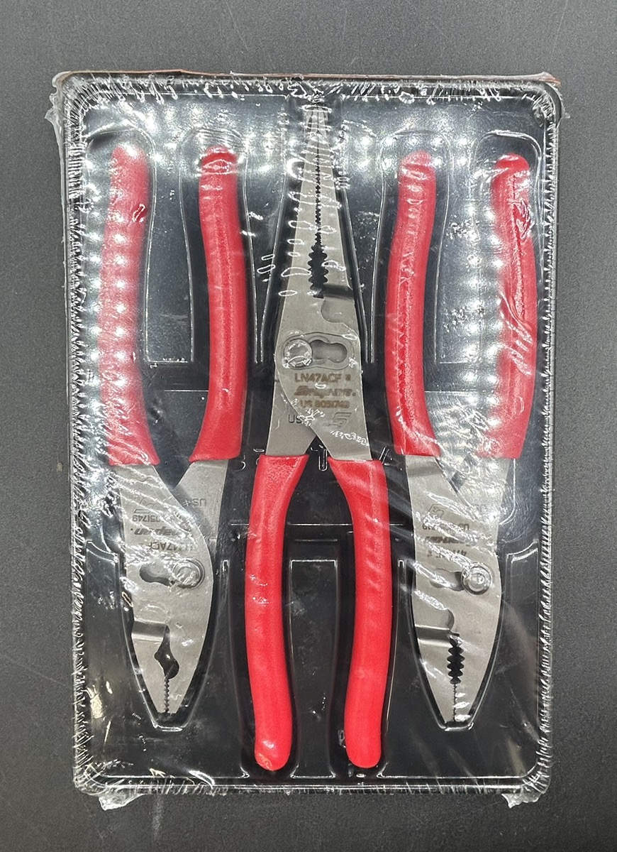 SNAP-ON TOOLS USA NEW RED 3PC SOFT GRIP SLIP JOINT PLIERS LOT SET ...
