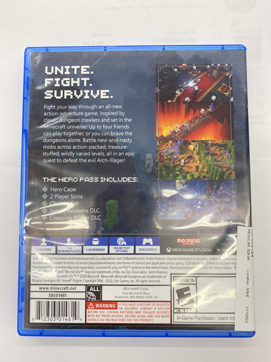 SONY PLAYSTATION 4 GAME: MINECRAFT DUNGEONS HERO EDITION Very Good | Buya