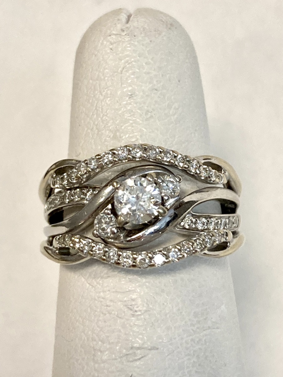 Lady's Diamond Engagement Ring 3 Diamonds .33 Carat T.W. 10K White Gold ...