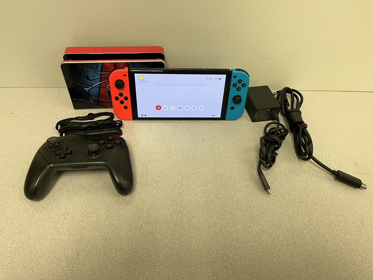 NINTENDO SWITCH HANDHELD OLED HEG-001 64GB + 64GB EXTERNAL SD CARD Very ...