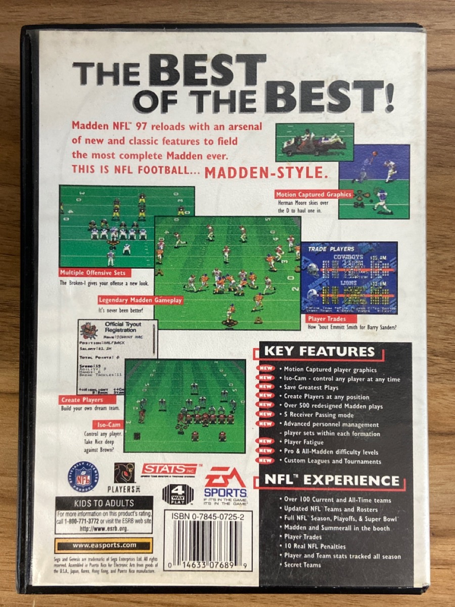 Sega Genesis MADDEN NFL '97 Authentic EA SPORTS 1996 John Madden ...
