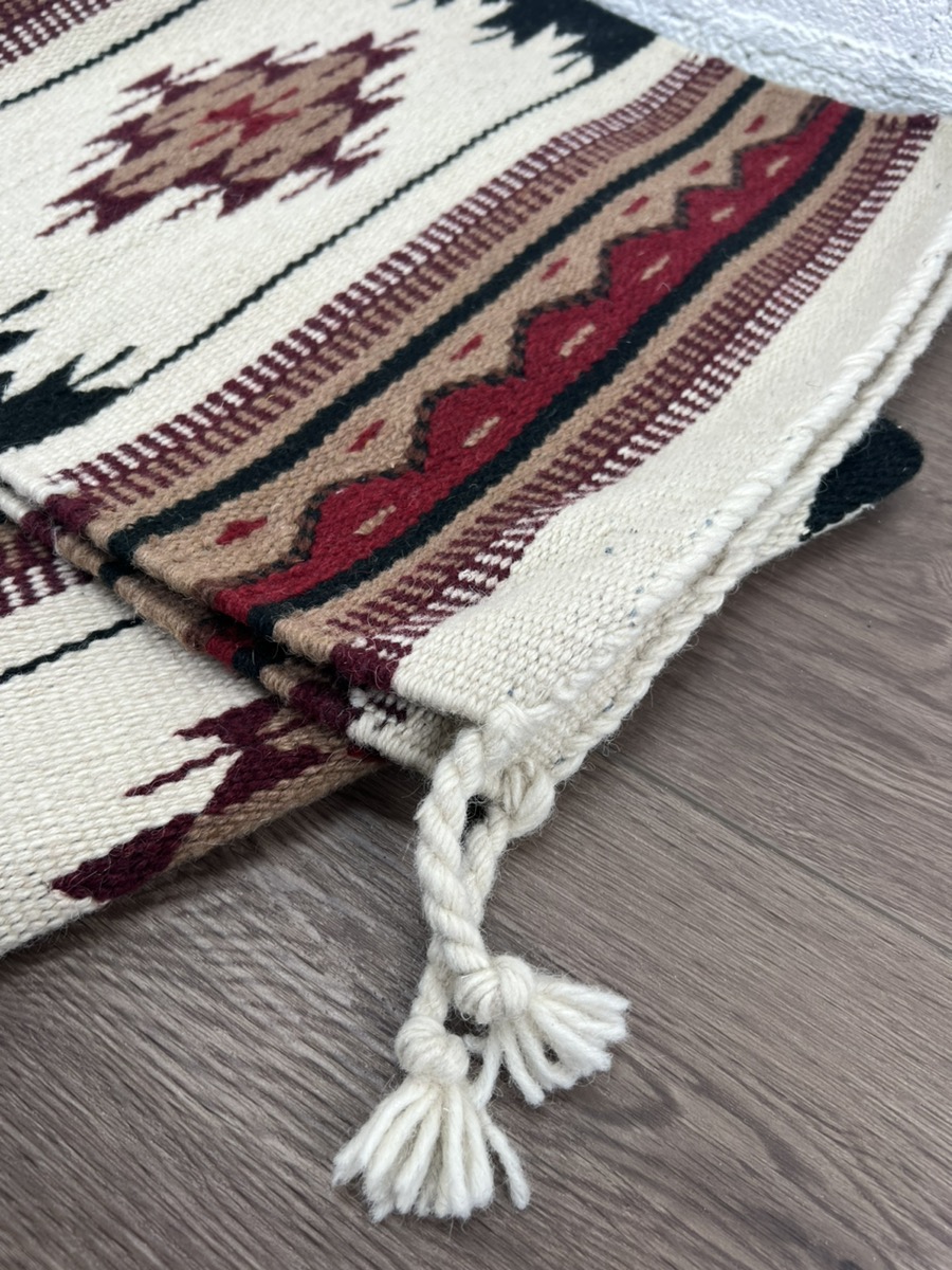 16"x 80" NATIVE AMERICAN AZTEC WOOL HANDWOVEN RUNNER RUG. VERY NICE ...