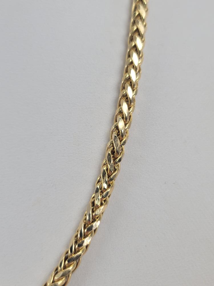 22" Woven Wheat Link Chain in 14K Gold 4MM (yee) Pre-owned | Buya