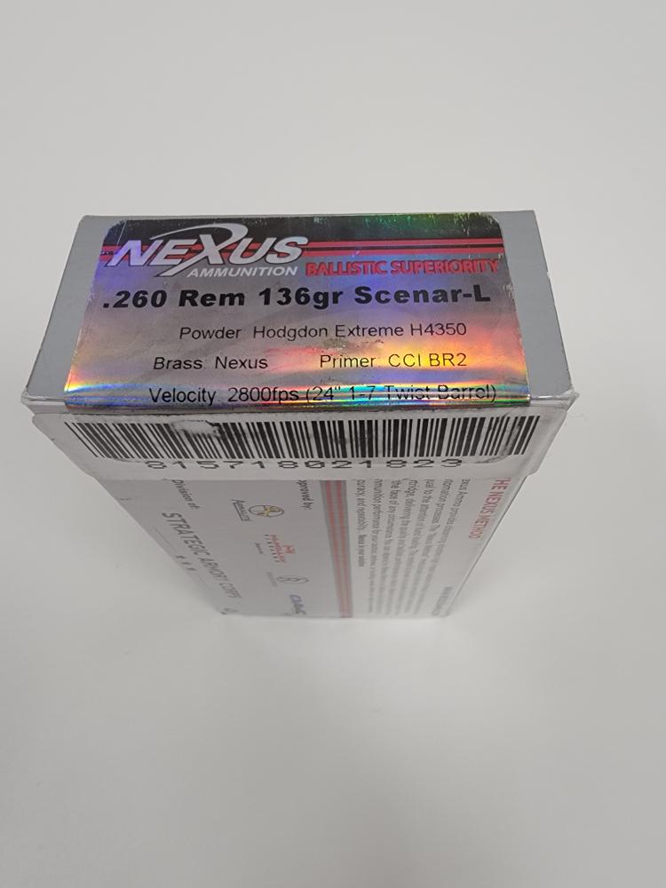 AMMUNITION NEXUS 20 ROUND BOXES .260 136 GR SCENAR-L Good | Pawn 1 ...