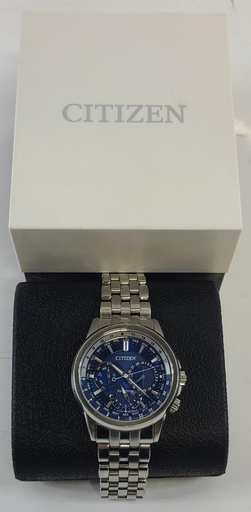 44MM MEN’S CITIZEN ECO-DRIVE® CALENDRIER WATCH WITH BLUE DIAL AND ...