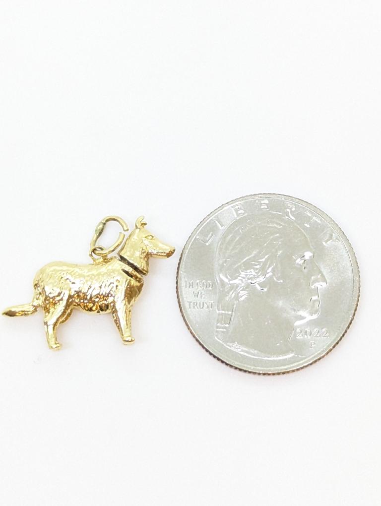 14K 4.5g Solid Yellow Gold Unique Realistic Dog Puppy Bobblehead Charm ...