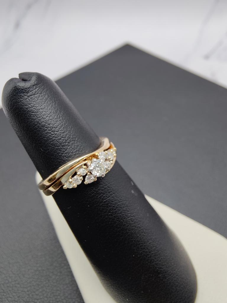 Lady's Diamond Engagement Ring 9 Diamonds .33 Carat T.W. 14K Yellow ...