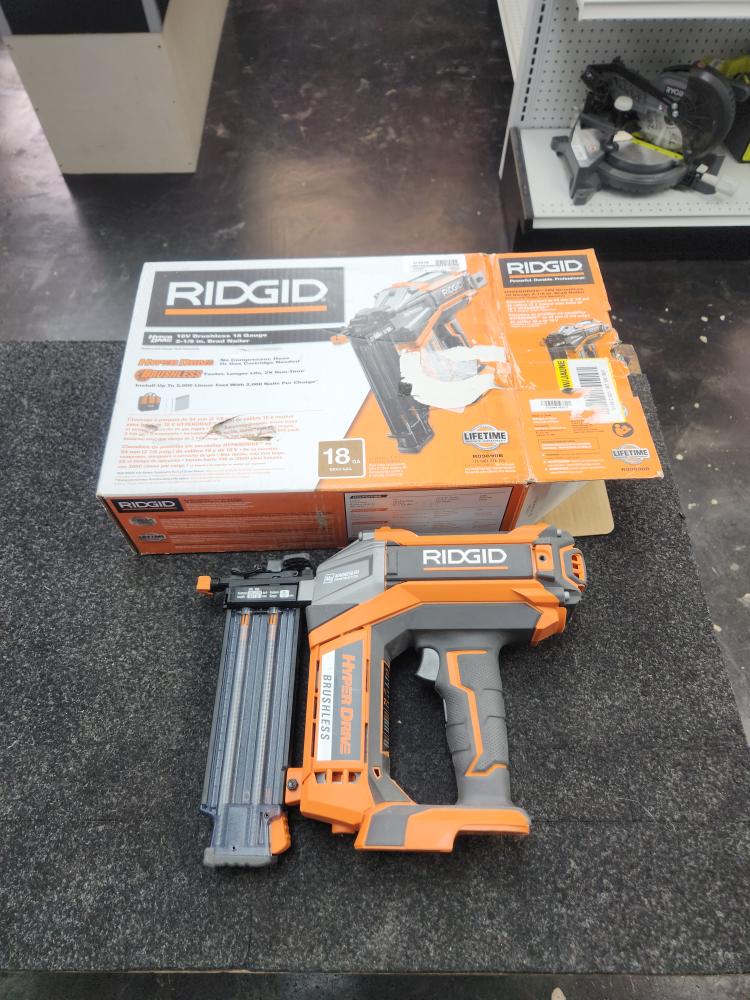 RIDGID R09890 18v 18-GAUGE CORDLESS BRUSHLESS HYPERDRIVE BRAD NAILER ...