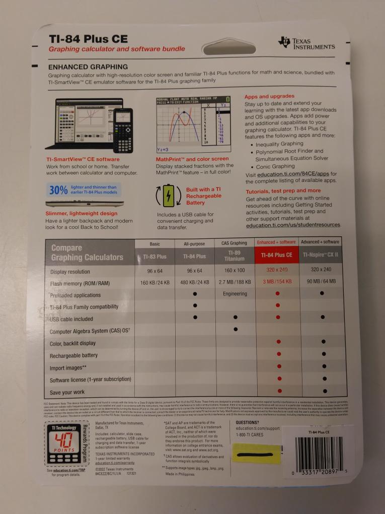 Texas Instrument TI-84 Plus CE Enhanced Graphing Calculator BRAND NEW ...