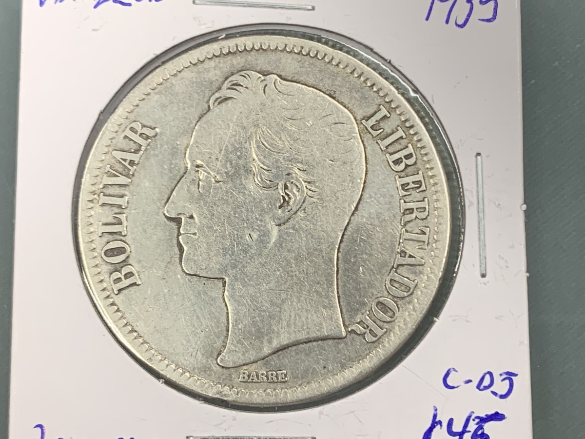 1935 VENEZUELA 5 BOLIVAR SILVER COIN Brand New | Buya