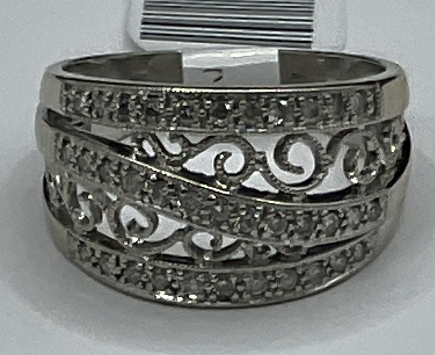 Lady's Diamond Fashion Ring 35 Diamonds .35 Carat T.W. 14K White Gold 4 ...