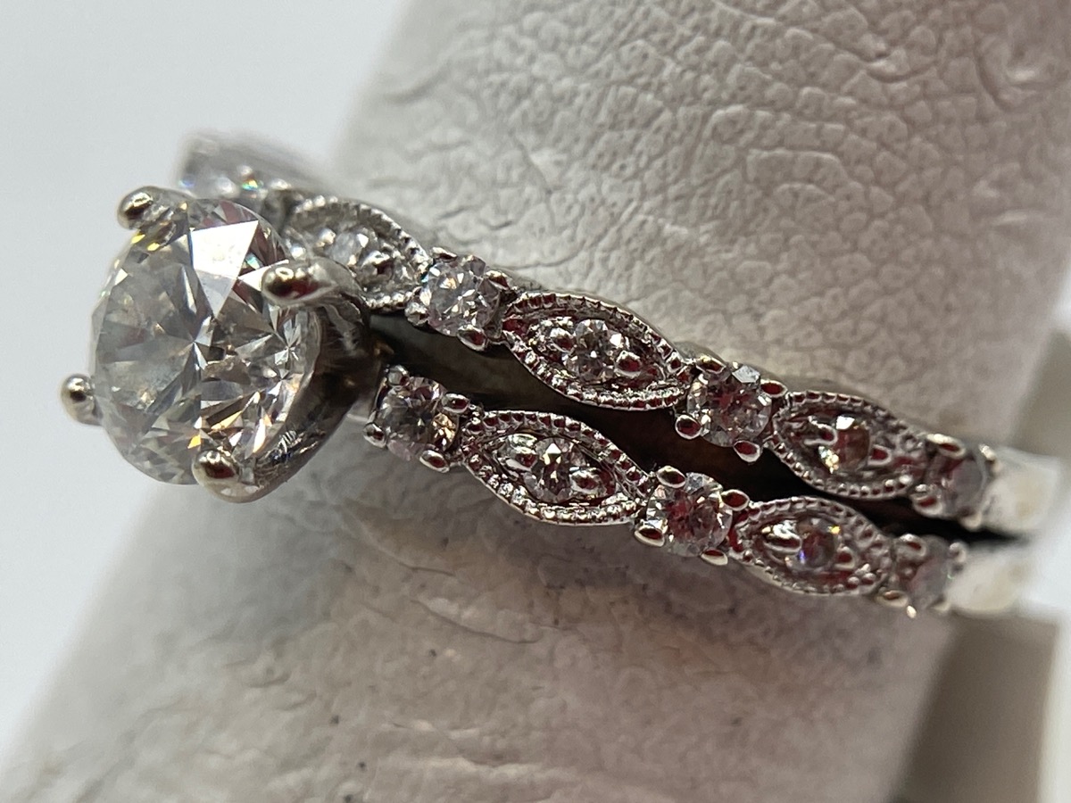 Lady's Gold-Diamond Ring Guard 22 Diamonds .71 Carat T.W. 14K White ...